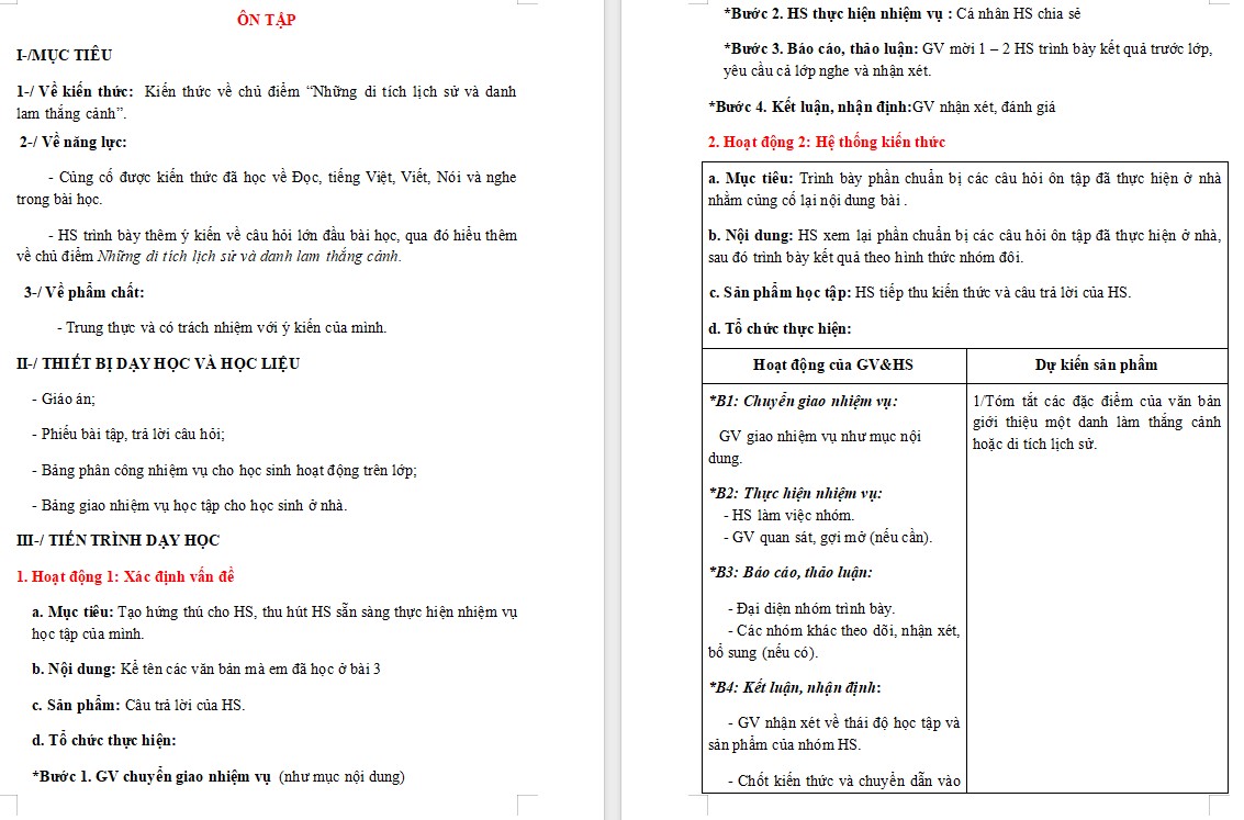 Giáo án Ôn tập Bài 3 Ngữ văn 9 CTST